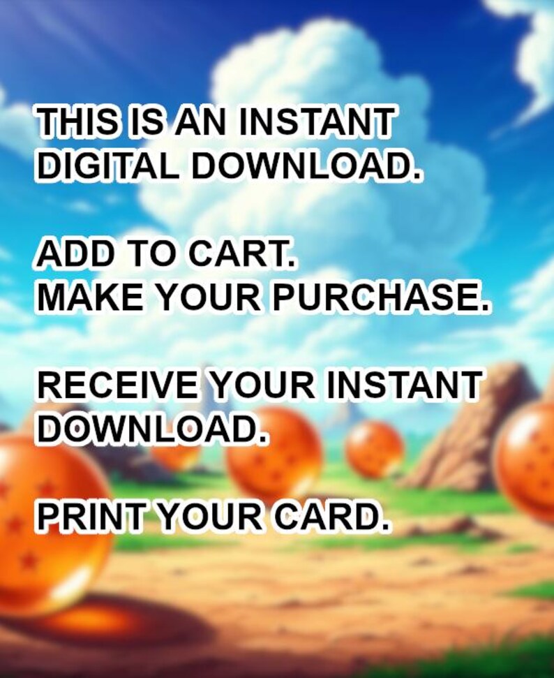 Dragon Ball Z Birthday Card, Digital Goku Card, Instant Download PDF ...