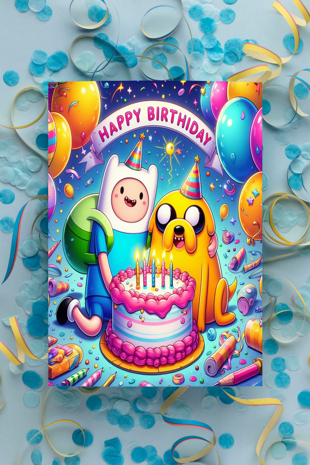 Adventure Time Birthday Card, Jake the Dog Finn the Human Happy ...