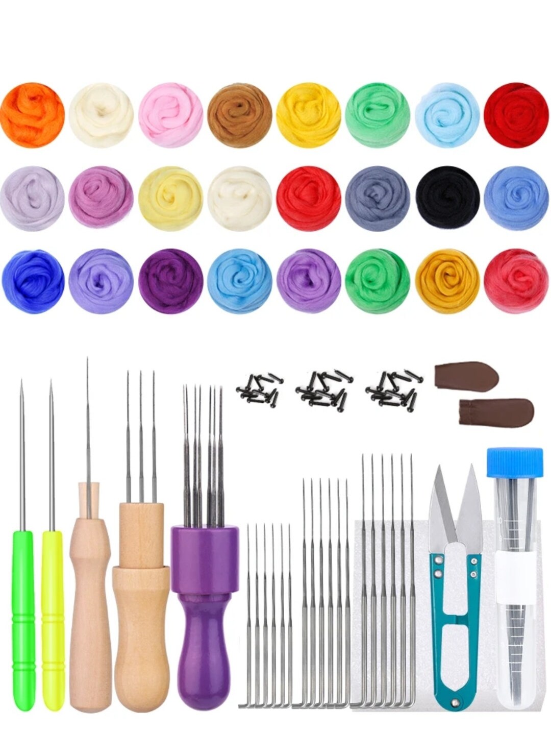 24 Color Needle Felting Kit Wool Felting Tools Handmade Felt Needle Set ...