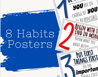 8 Habits Posters, Leader in Me, Leadership, Classroom Decor, Habits 1 ...