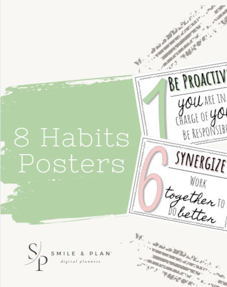 8 Habits Posters, Leader in Me, Leadership, Classroom Decor, Habits 1 - 8, Modern, Boho Colors ...