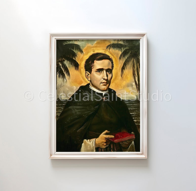 St. Damien of Molokai DIGITAL OIL PAINT Catholic Printable Catholic Art ...