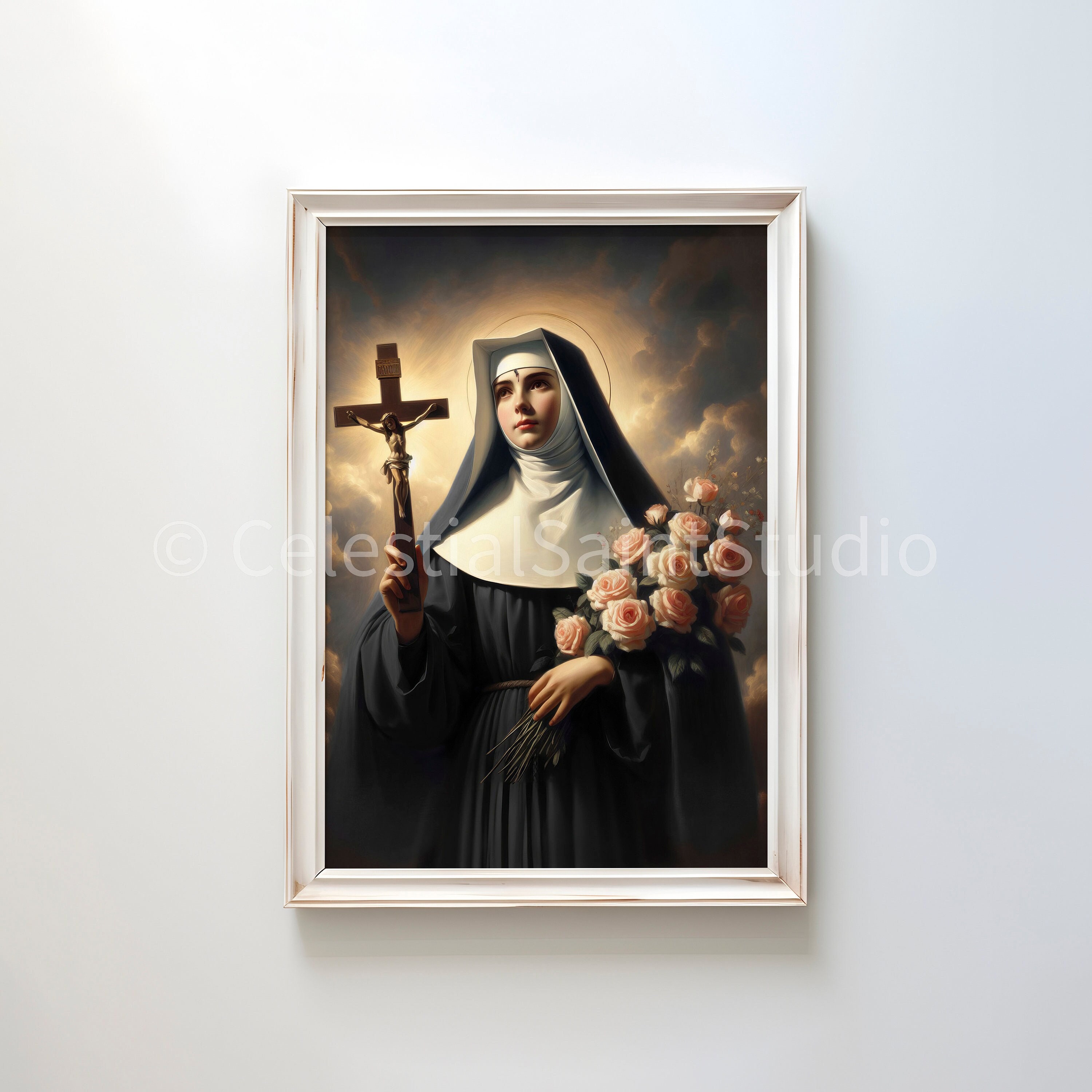 St. Rita of Cascia DIGITAL OIL PAINT Catholic Printable Catholic Art ...