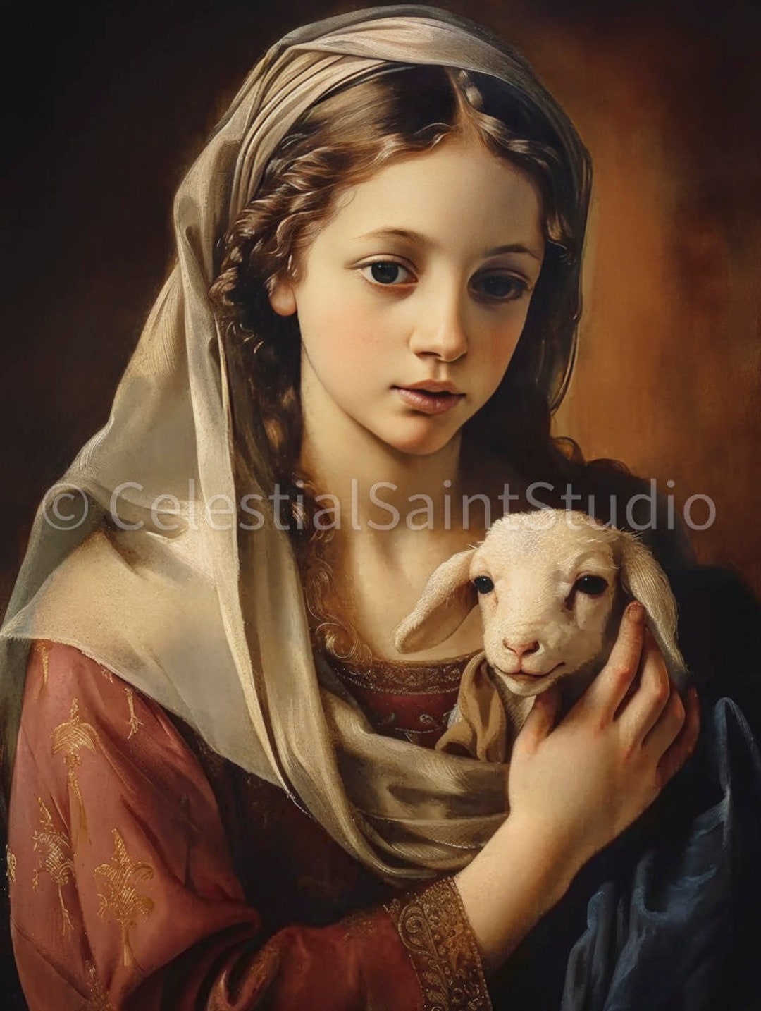 St. Agnes DIGITAL OIL PAINT Catholic Printable Digital Download Patron ...