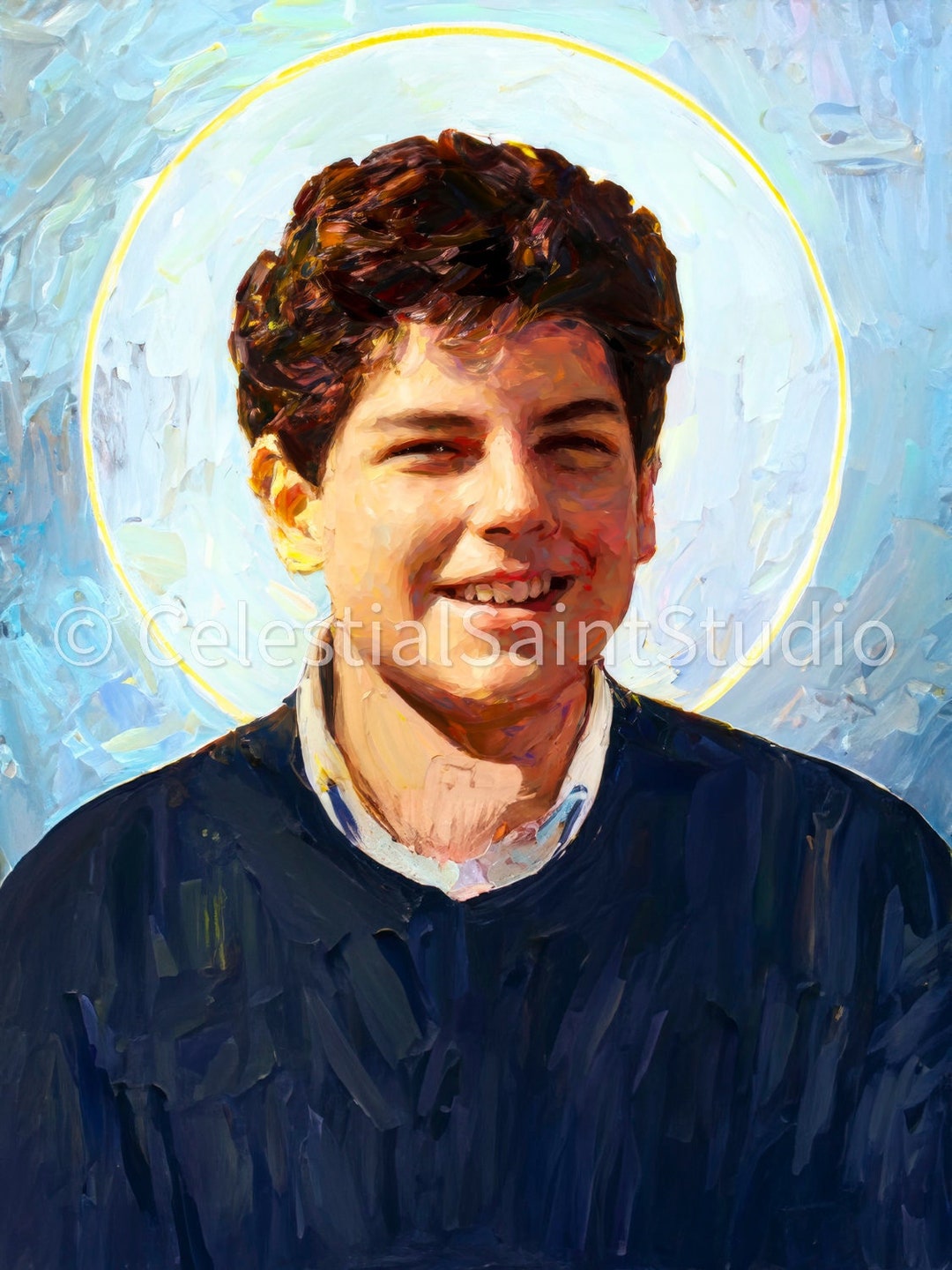 Blessed Carlo Acutis DIGITAL OIL PAINT Catholic Printable Catholic Art ...