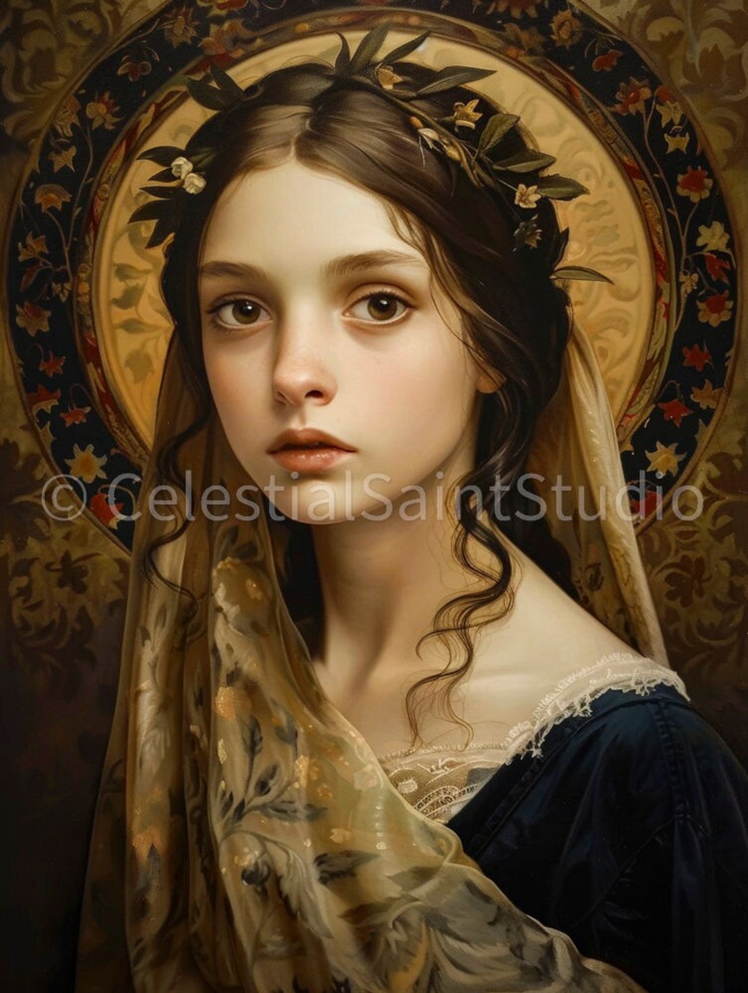 St. Agnes DIGITAL OIL PAINT Catholic Printable Digital Download ...