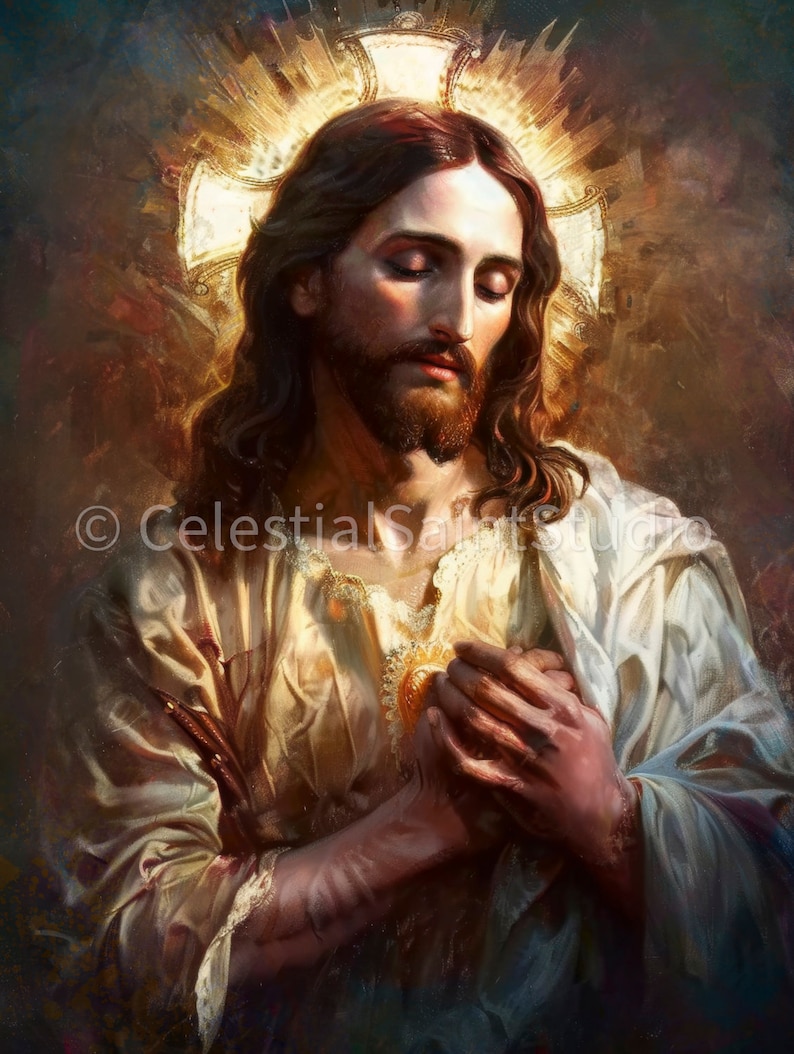 Jesus DIGITAL OIL PAINT Catholic Printable Digital Download Catholic ...