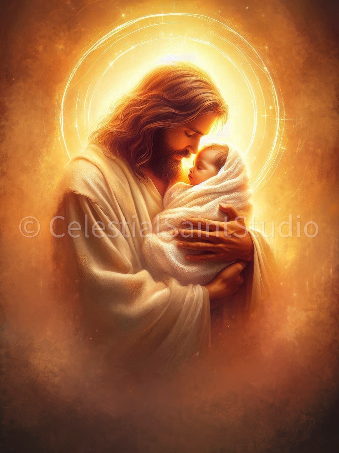 Christ Holding Baby Christian Art After Miscarriage Gift Pics of Jesus ...