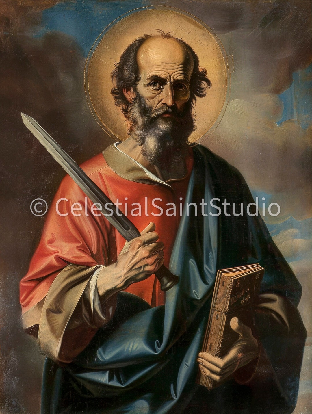St. Paul the Apostle DIGITAL OIL PAINT Catholic Printable Catholic Art ...