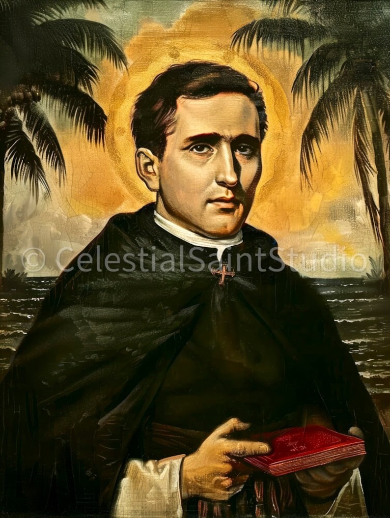 St. Damien of Molokai DIGITAL OIL PAINT Catholic Printable Catholic Art ...