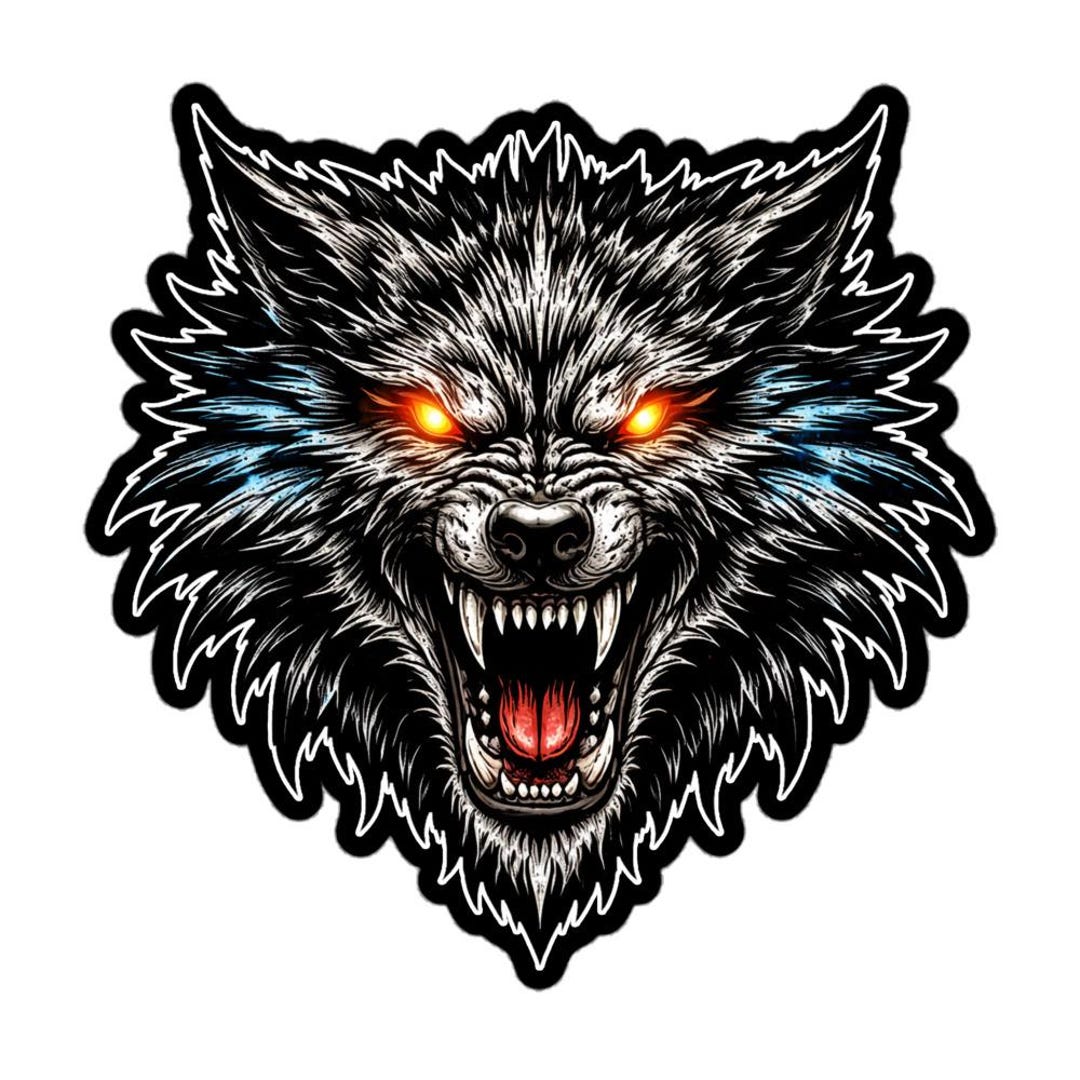 Angry Wolf Vinyl Sticker • Dark Gothic Werewolf Sticker • Heavy Metal ...