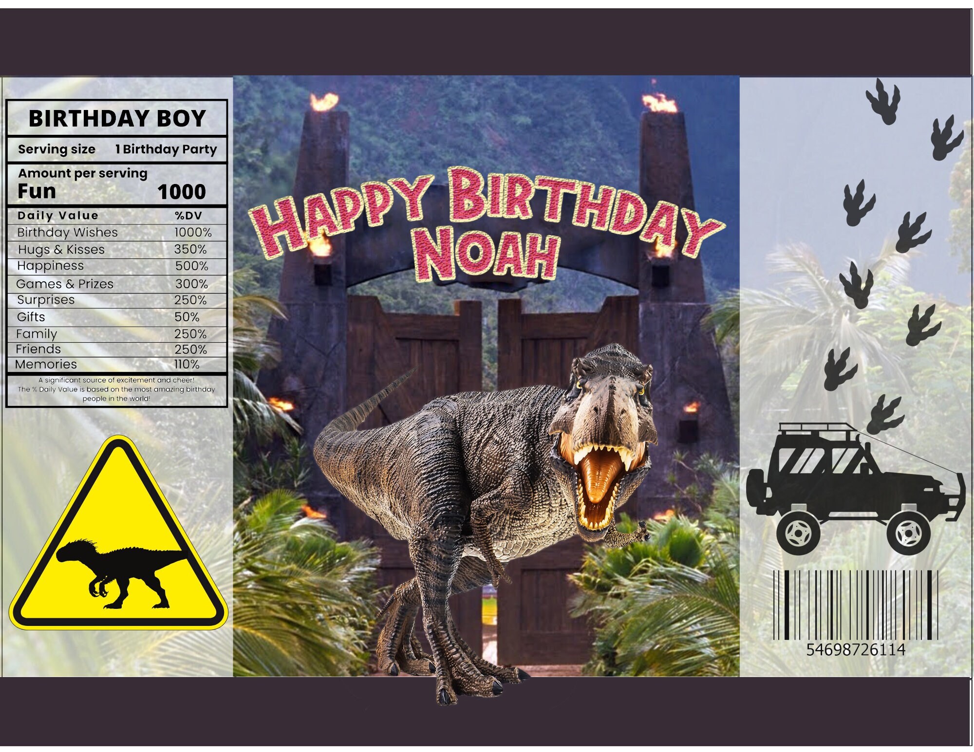 Editable T-rex Chip Bag Printable Dinosaur Digital Download Dinosaur ...