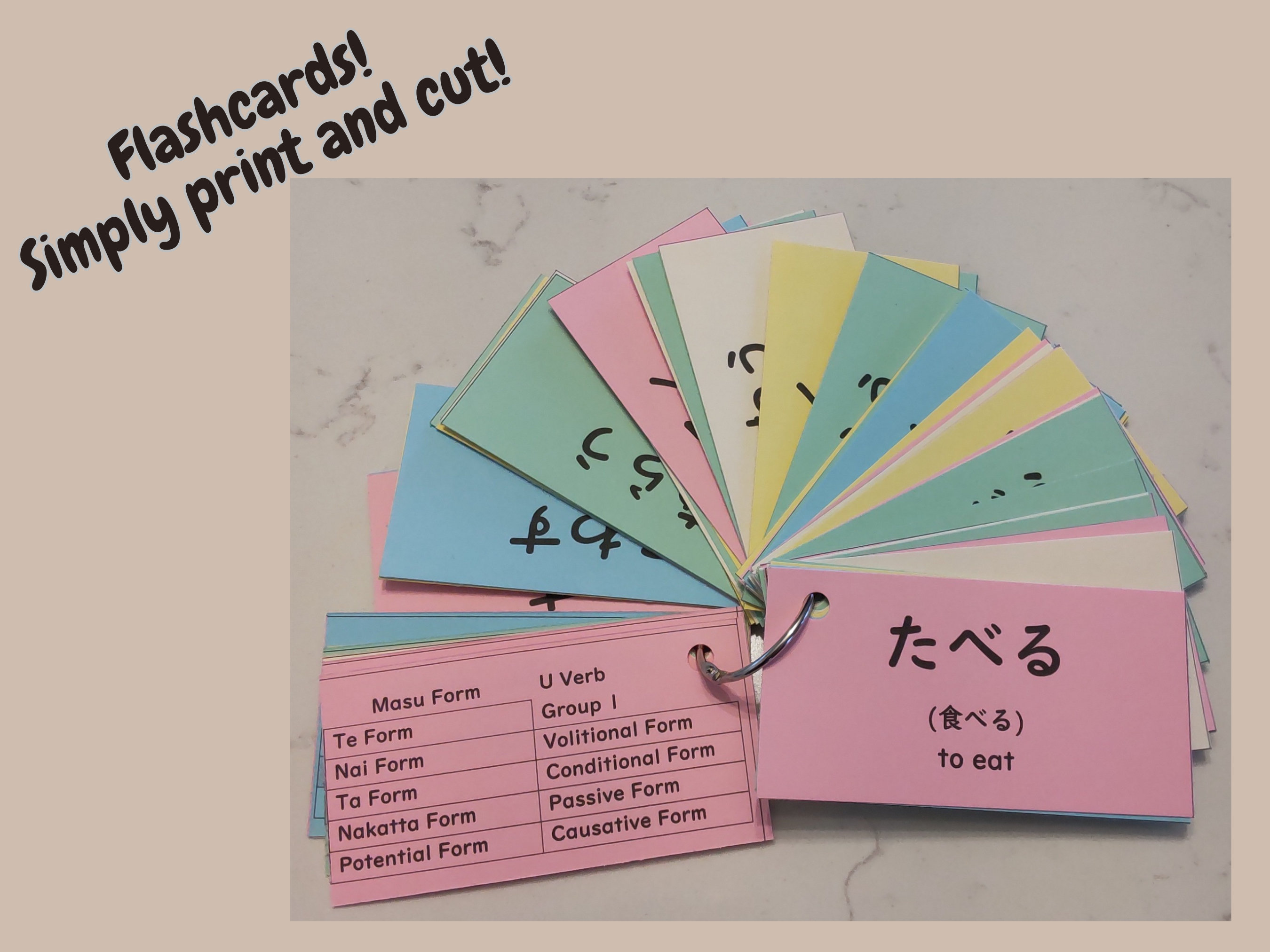 100 Japanese Verb Conjugation Flashcards | Conjugation Tables ...