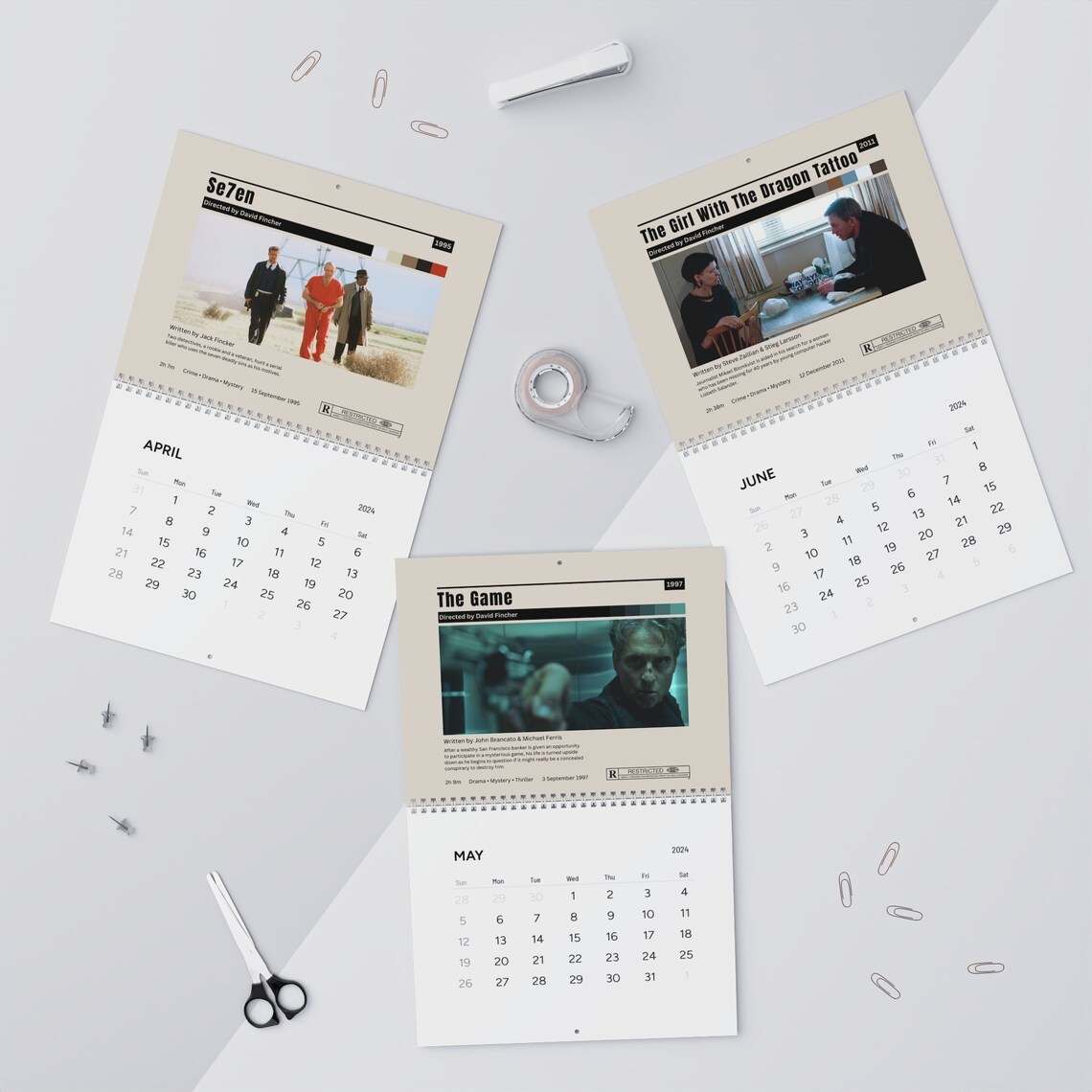 2024 in David Fincher Wall Calendar - Etsy