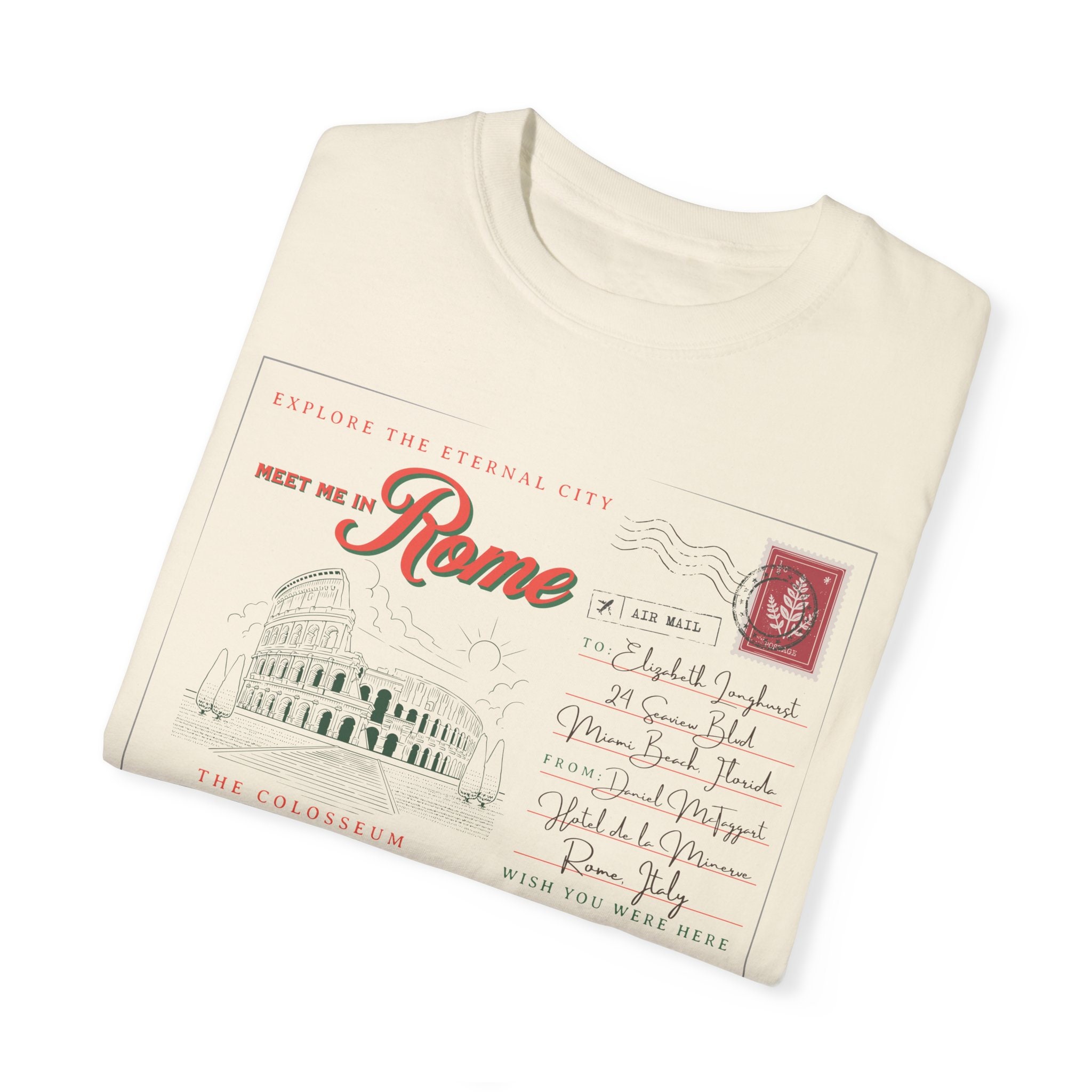 Rome Shirt, Vintage Postcard T-shirt, Custom Name, Colosseum Vacation ...