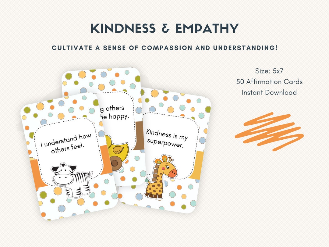 Kids' Kindness and Empathy Affirmation Cards - 50-card Pack, Printable ...