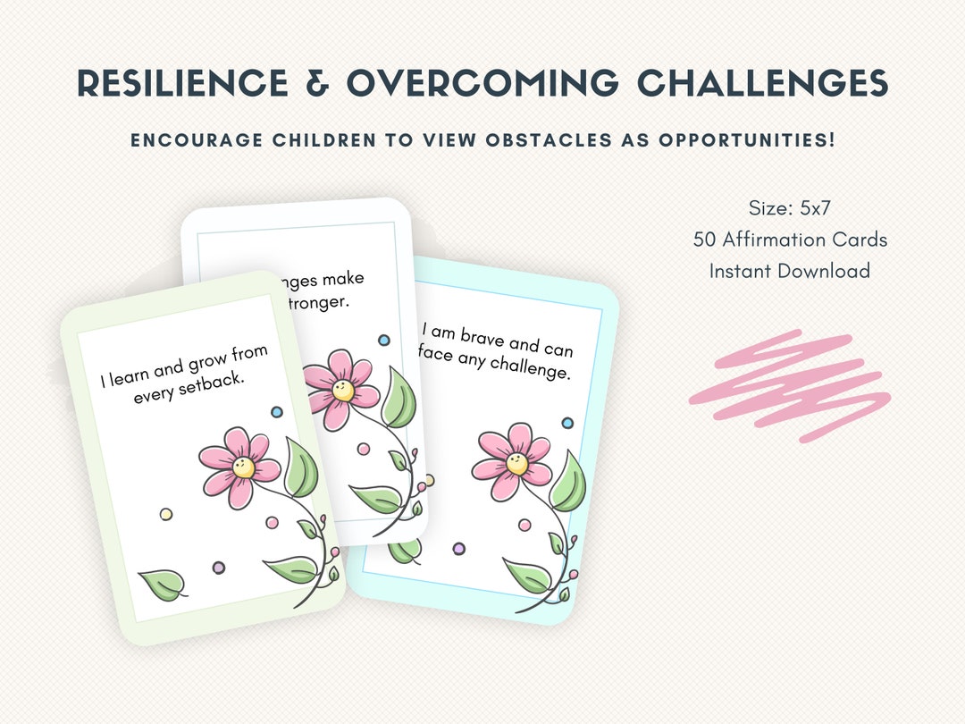 Kids' Resilience & Overcoming Challenges Affirmation Cards - 50-card ...