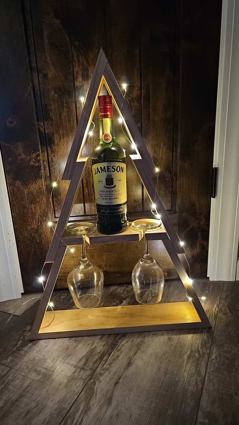 Wood Christmas Tree Décor, Wine Bottle Stand, Wine Glass Holder, Christmas Decor, Holiday Decor ...