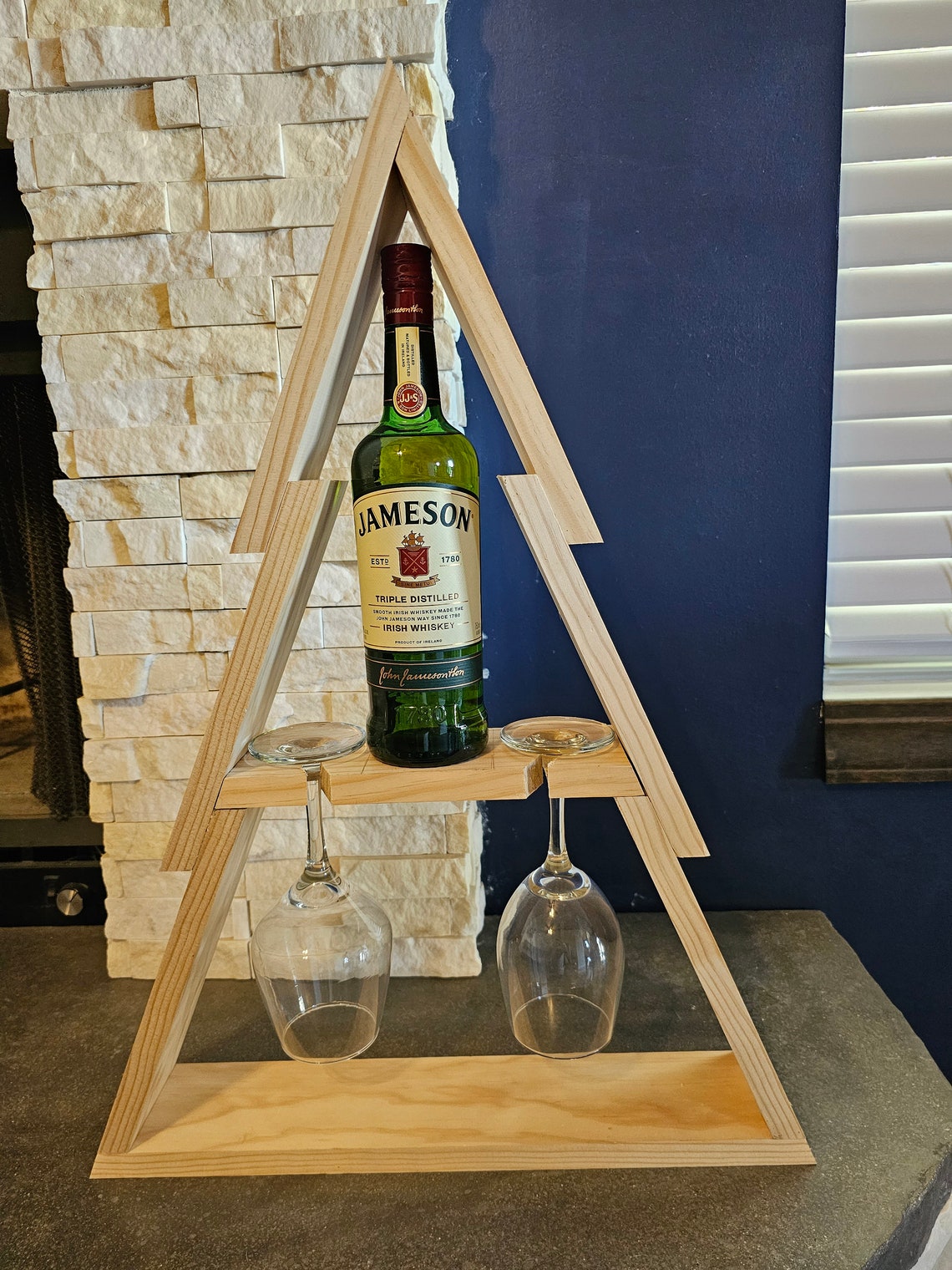 Wood Christmas Tree Décor, Wine Bottle Stand, Wine Glass Holder, Christmas Decor, Holiday Decor ...