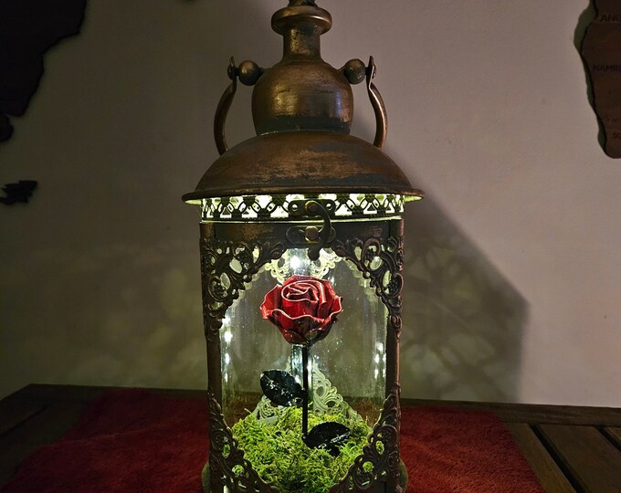 Beauty and the Beast Inspired Eternal Rose Lantern. - Etsy