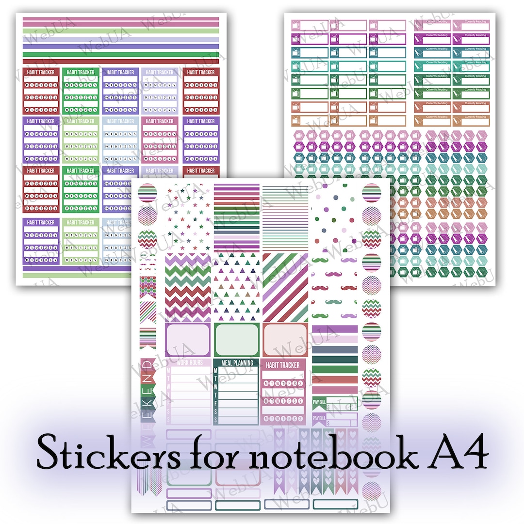 Stickers for Notebook A4 5 Sheets for Printing Formatpng - Etsy