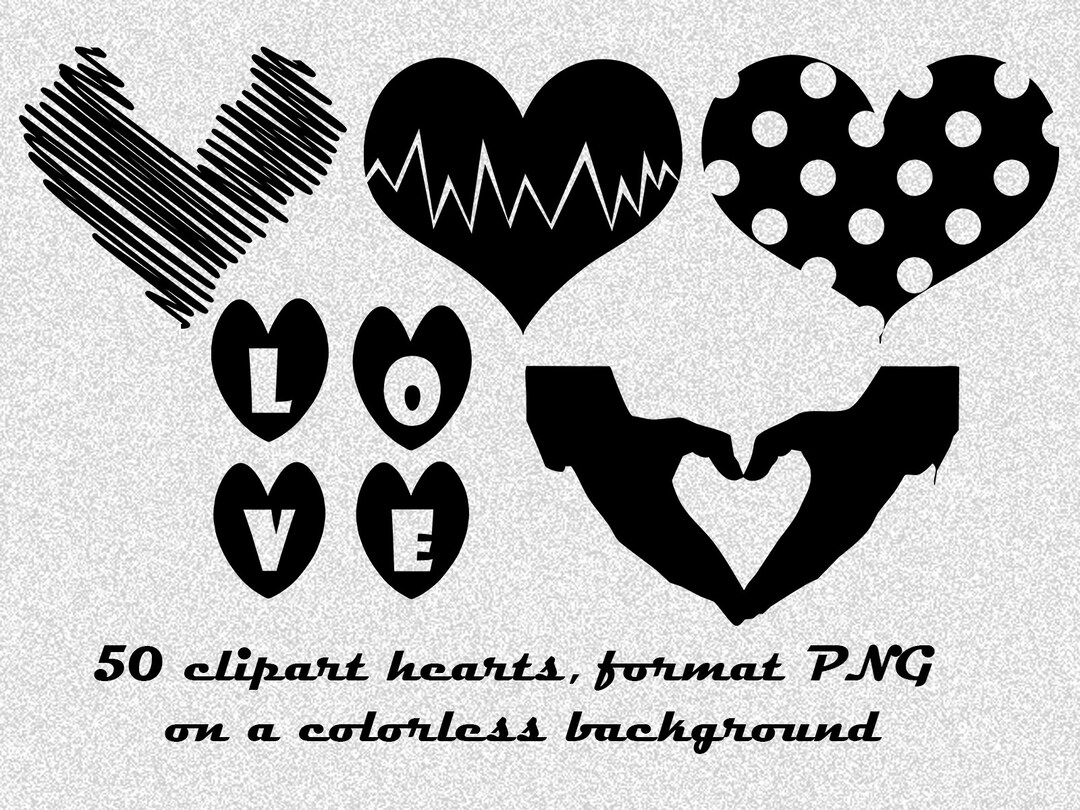 50 Clipart Hearts, Format PNG on a Colorless Background - Etsy