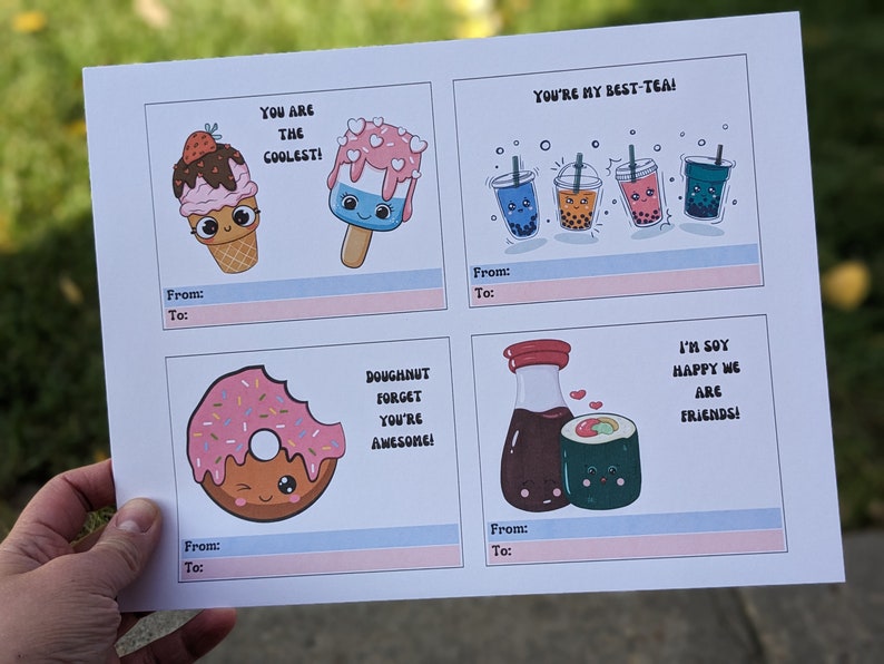 Cute Kawaii Food Valentines Day Cards - Etsy