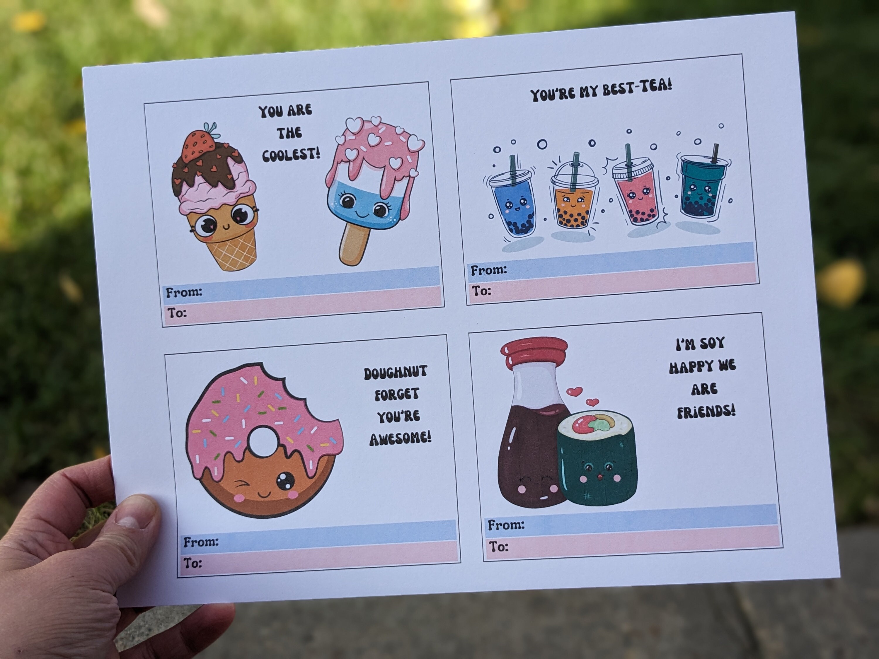 Cute Kawaii Food Valentines Day Cards - Etsy
