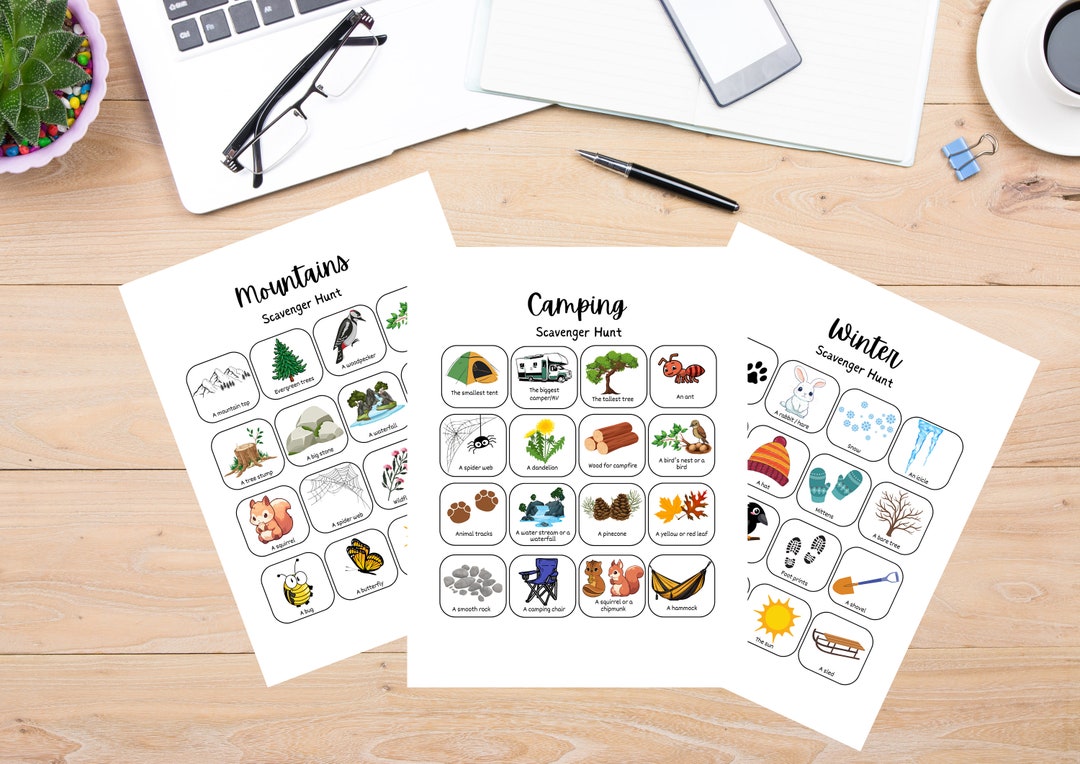 10 Scavenger Hunt Sheets for Kids - Etsy