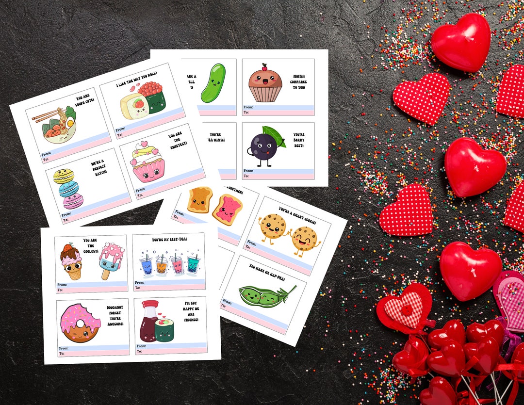 Cute Kawaii Food Valentines Day Cards - Etsy