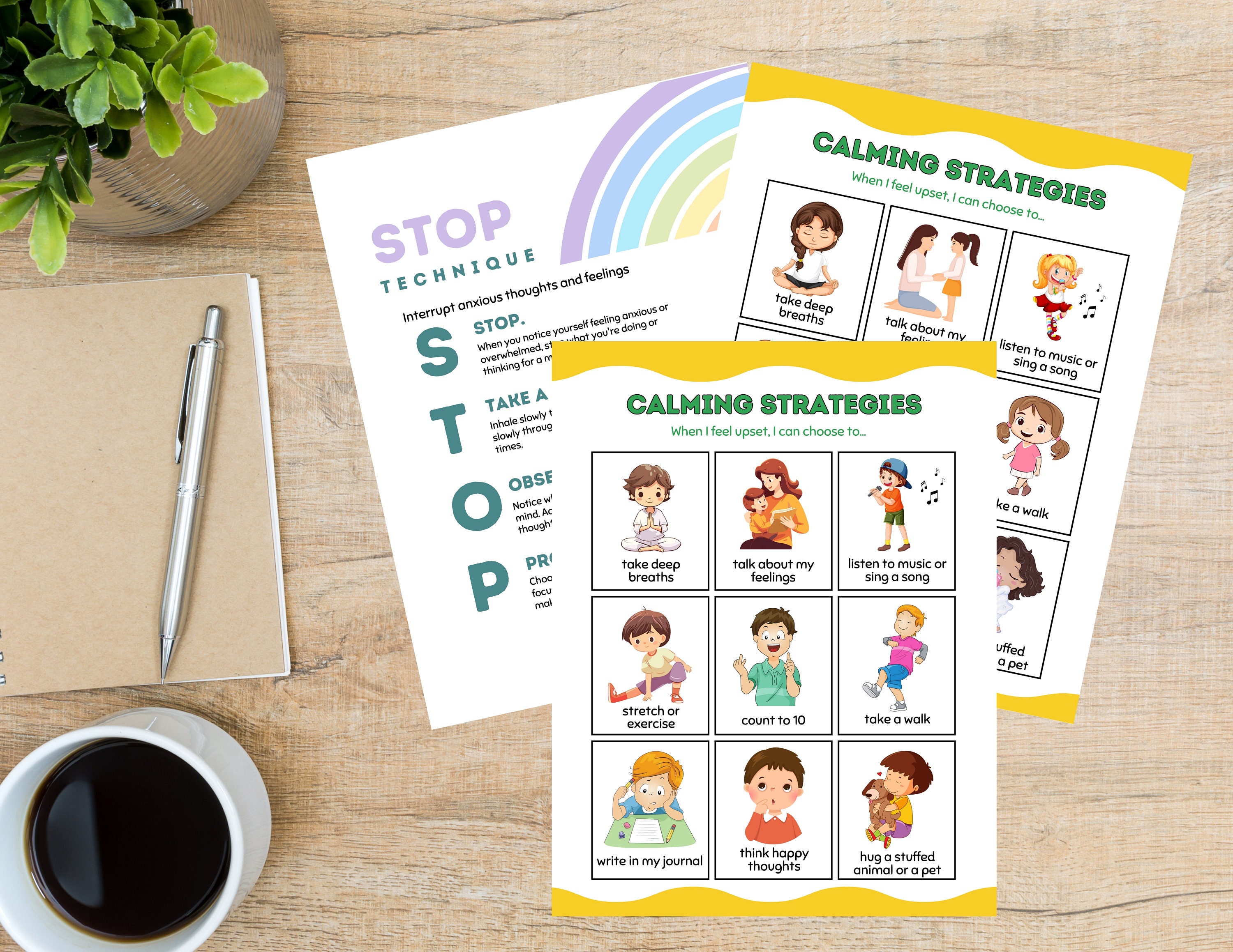 ADHD and Autism Kids Bundle feelings Thermometer, Feelings Emoji Chart ...