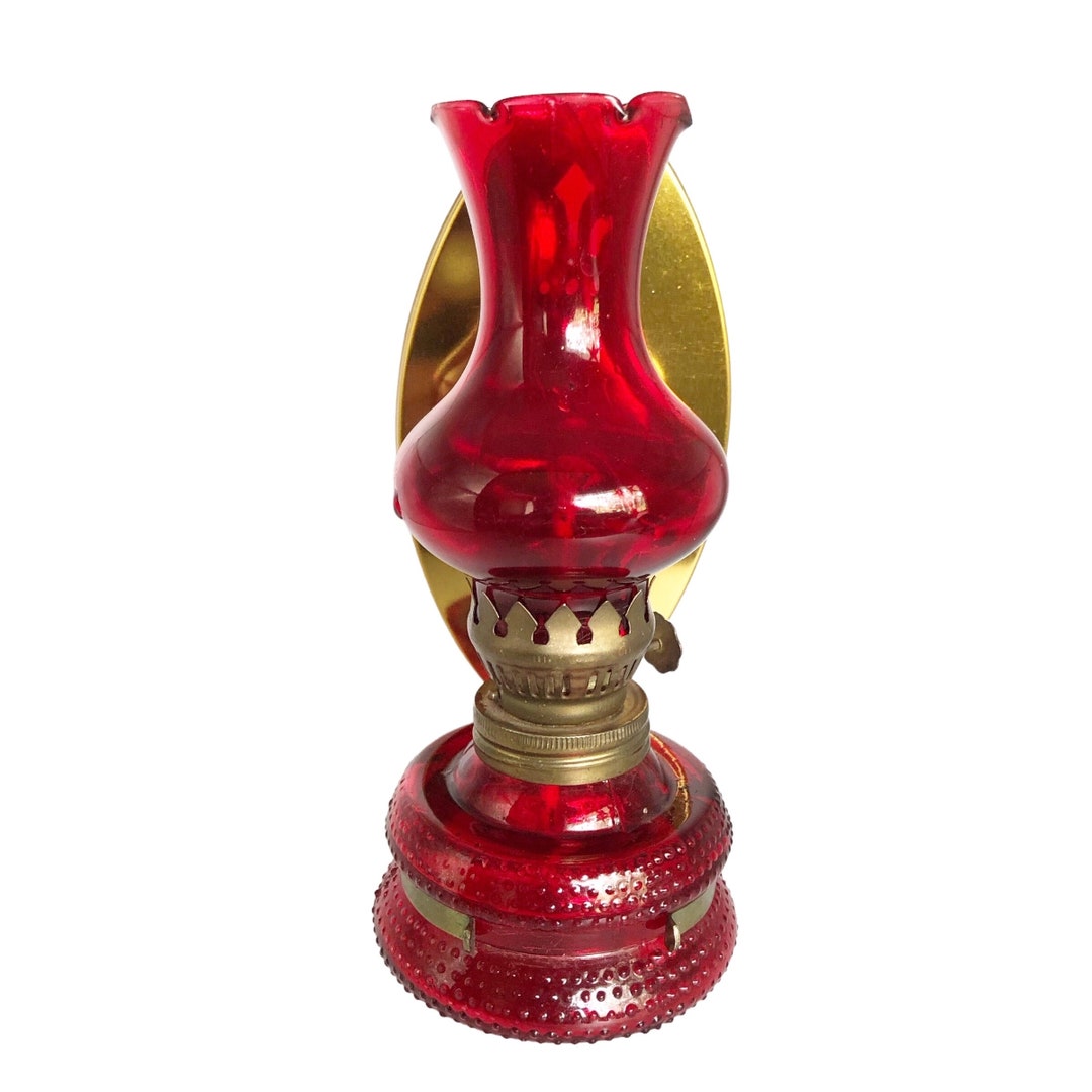 Small Vintage Oil Lamp With Brass Wall Holder - Etsy