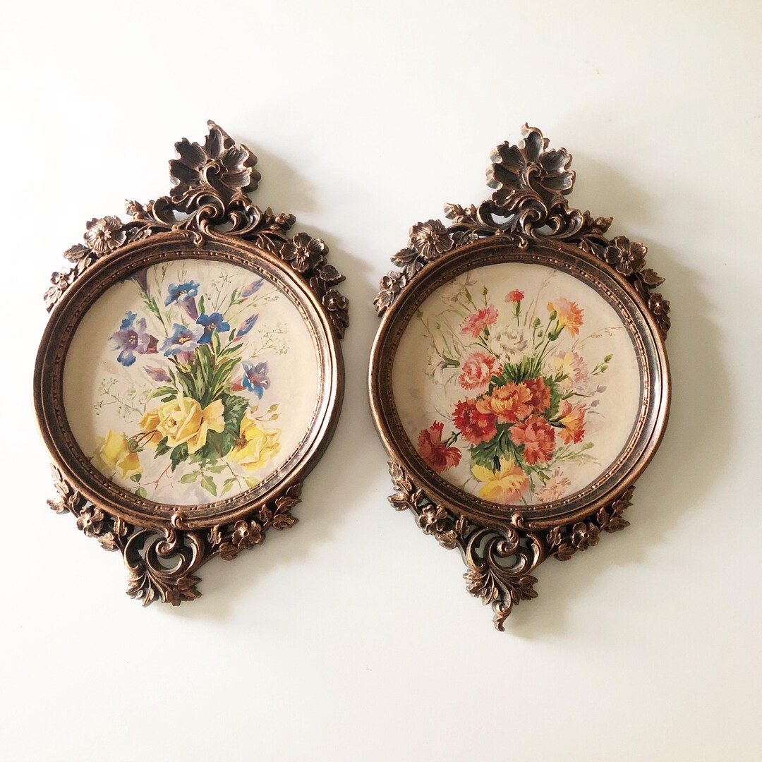Syroco Floral Wall Art Ornate Plastic Frames Set of Two - Etsy