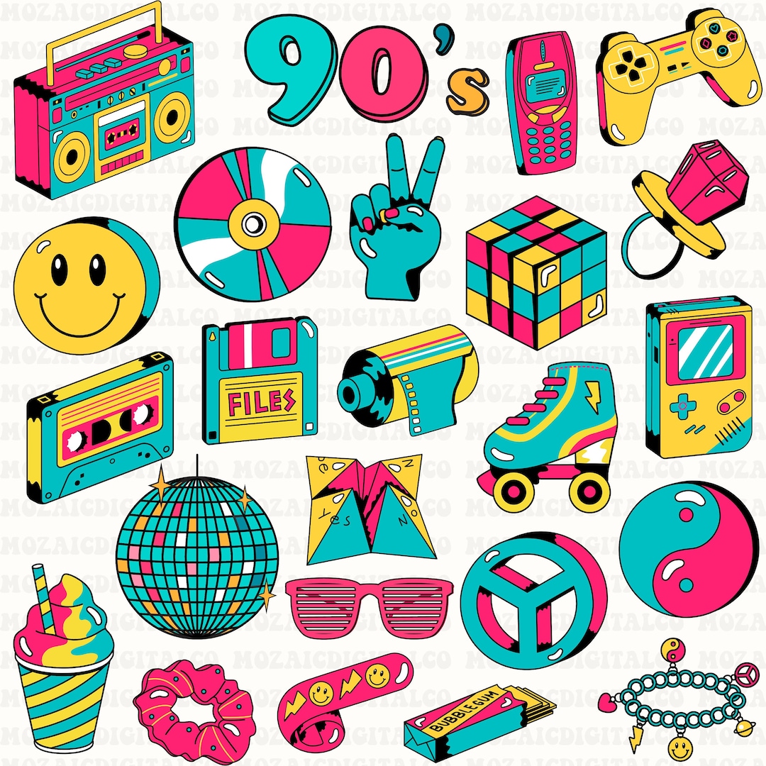90's Svg Bundle, 90's Party Svg, 90's Clipart, 90's Vibes Svg, I Love ...