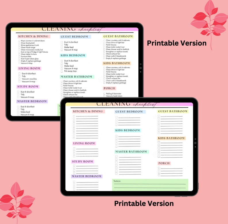 EDITABLE/PRINTABLE/FILLABLE Cleaning Planner, Checklist, House Cleaning ...
