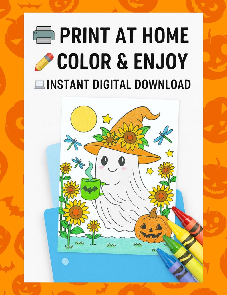 Cute Ghost Coloring Book, 15 Spooky & Adorable Pages, Printable ...