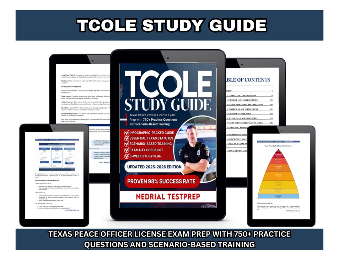 TCOLE Study Guide 2026 PDF| Texas Police Officer Exam Prep | Police ...