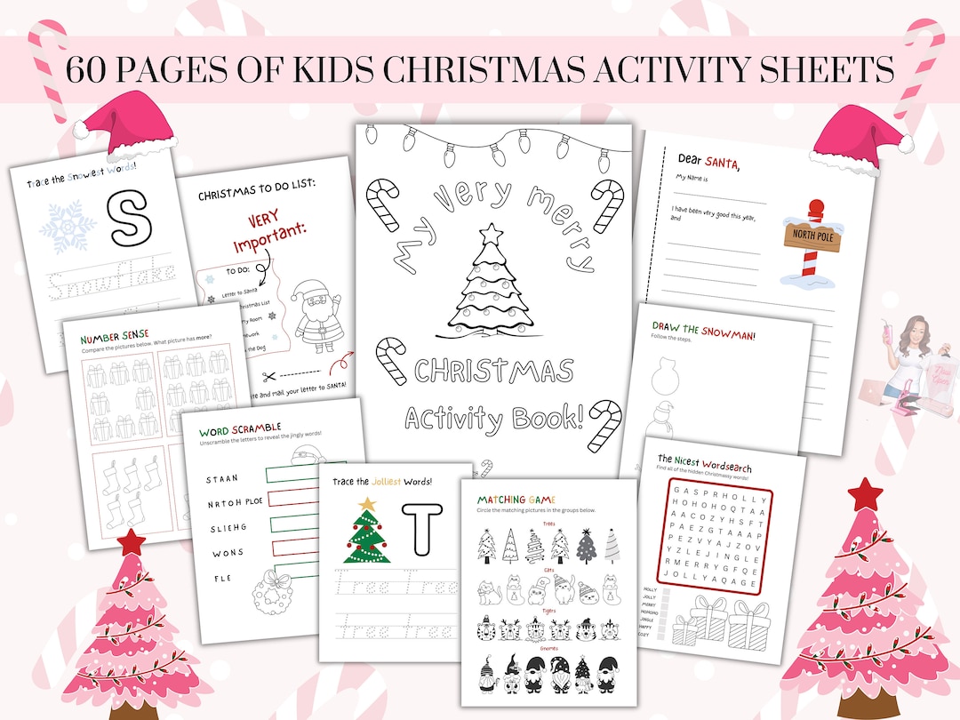 60 Page Kids Christmas Activity Sheets, Printable Activity Sheets ...