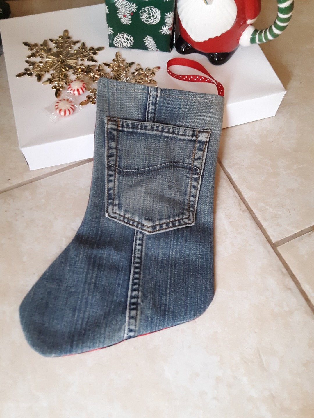 Jeans Holiday Stocking/denim Christmas Stocking - Etsy