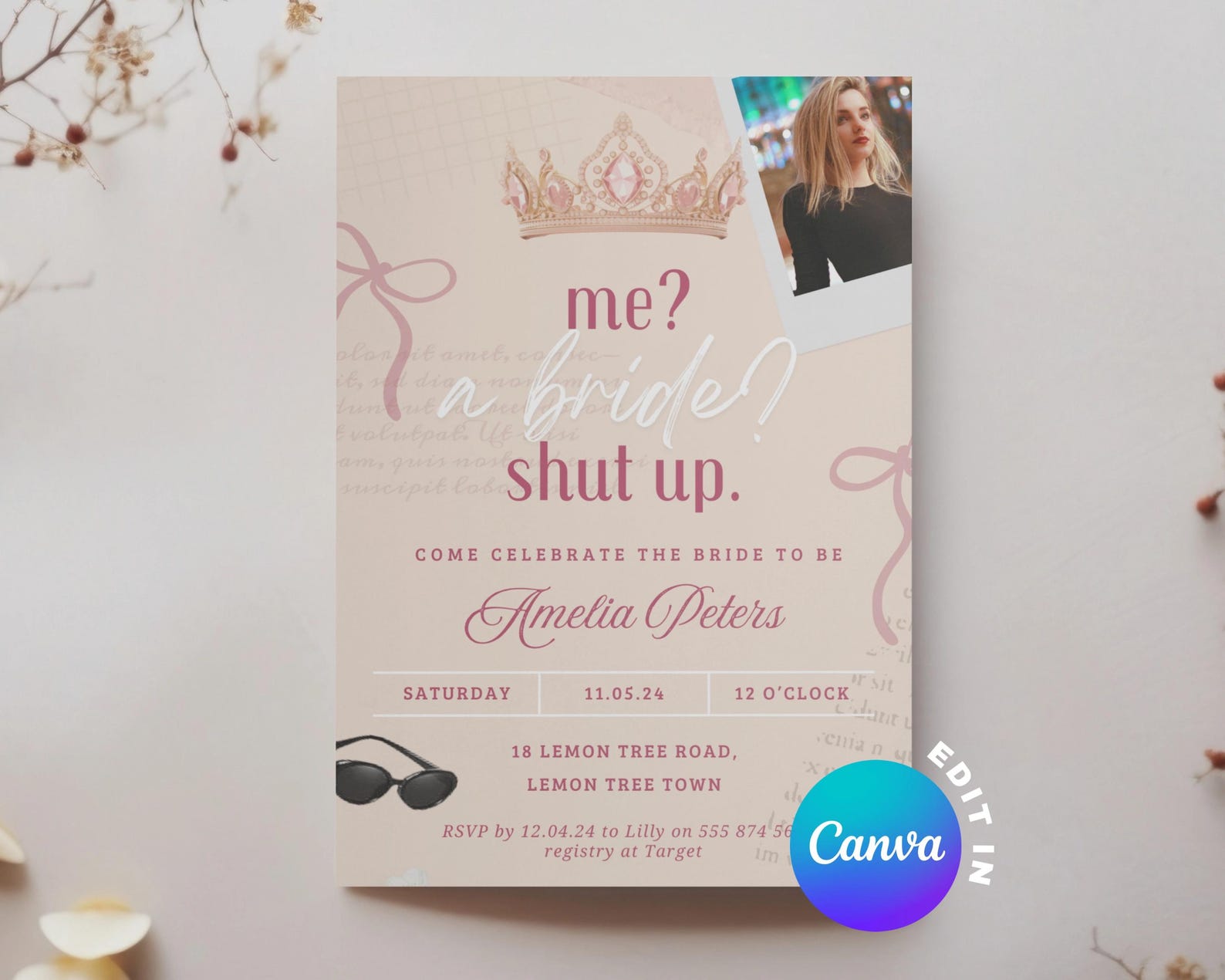 The Princess Diaries Bachelorette Invite, "me? A Bride? Shut Up." Bach ...