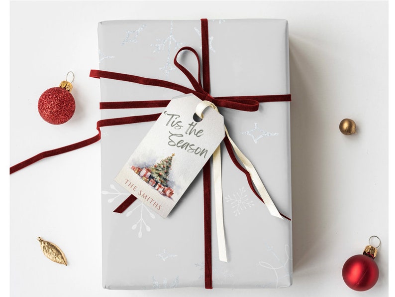 Editable Christmas Gift Tag, 'tis the Season, Printable Canva Template ...