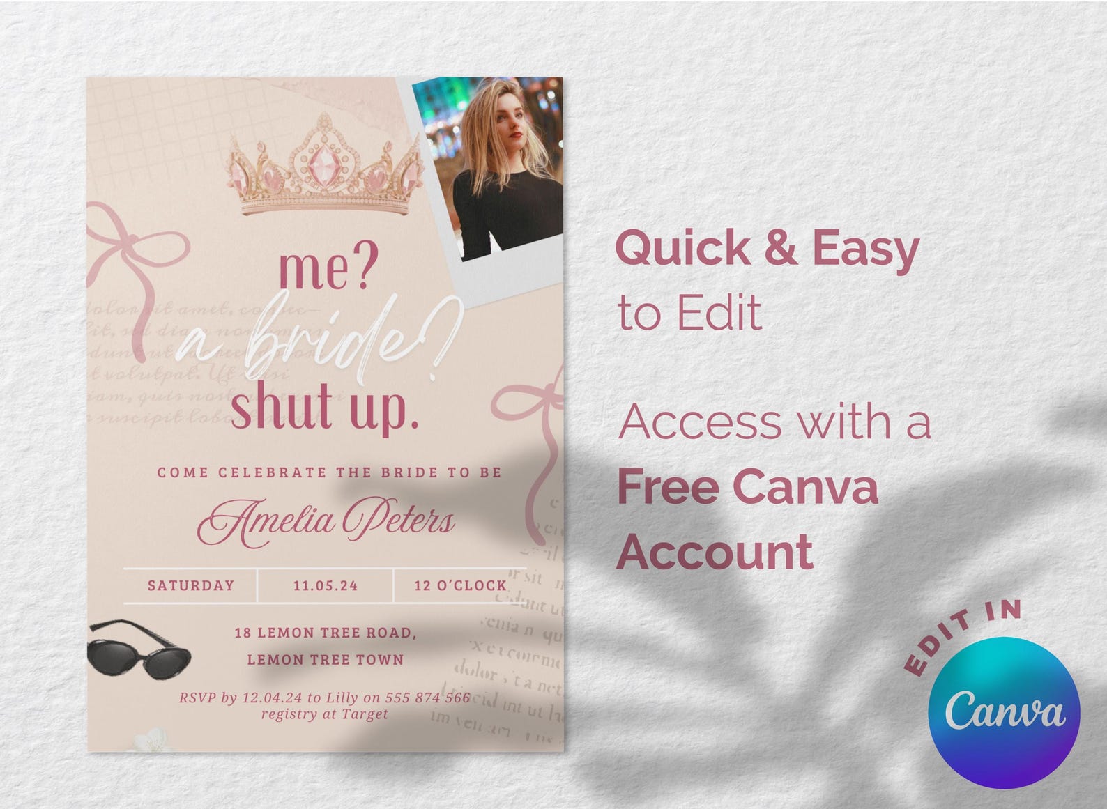 The Princess Diaries Bachelorette Invite, "me? A Bride? Shut Up." Bach ...