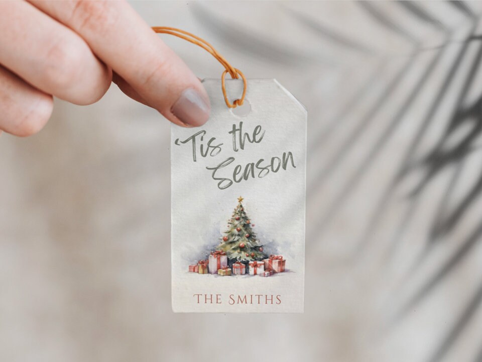 Editable Christmas Gift Tag, 'tis the Season, Printable Canva Template ...