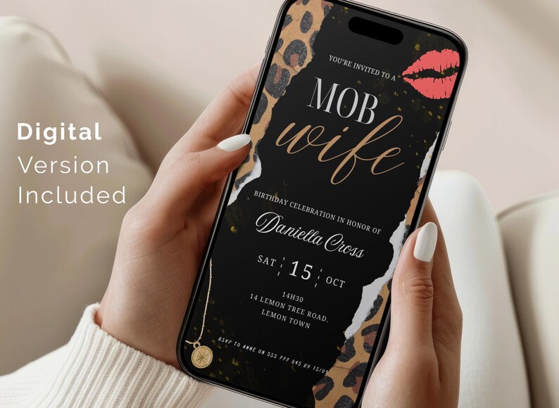 Mob Wife Birthday Invitation, Vintage Aesthetic Old Money Themed ...