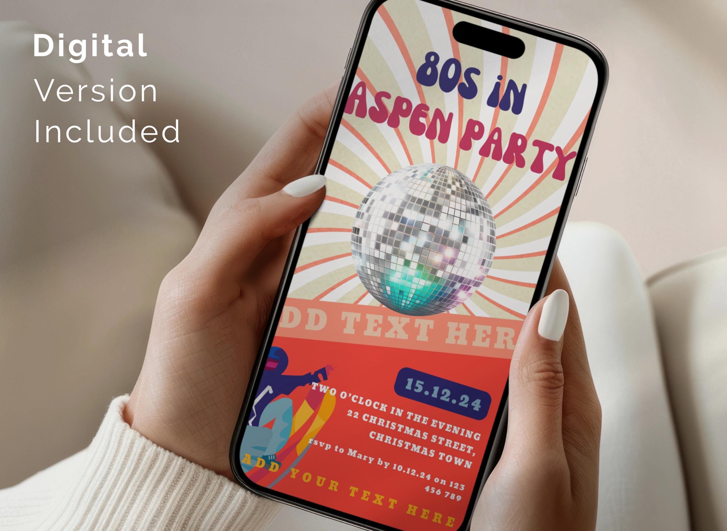 80s in Aspen Theme Party Invitation, Editable/printable/personalize ...