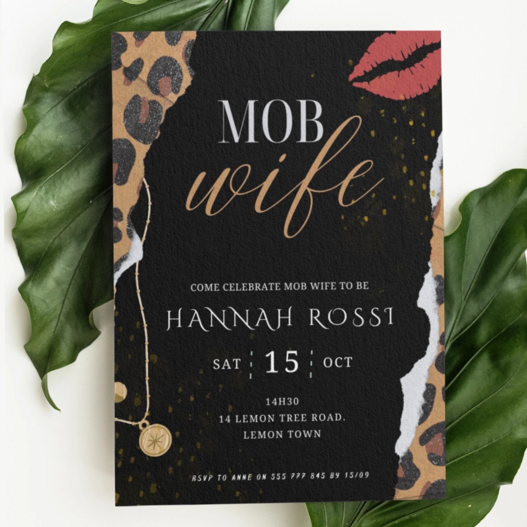 Mob Wife Bachelorette Invitation & Itinerary, Vintage Aesthetic Old ...