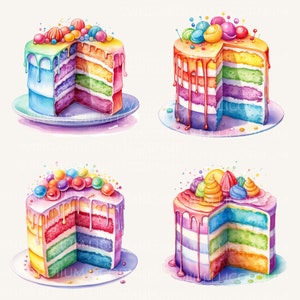 Birthday Clipart, Birthday Cake Png, Clipart Bundle,rainbow Cake ...