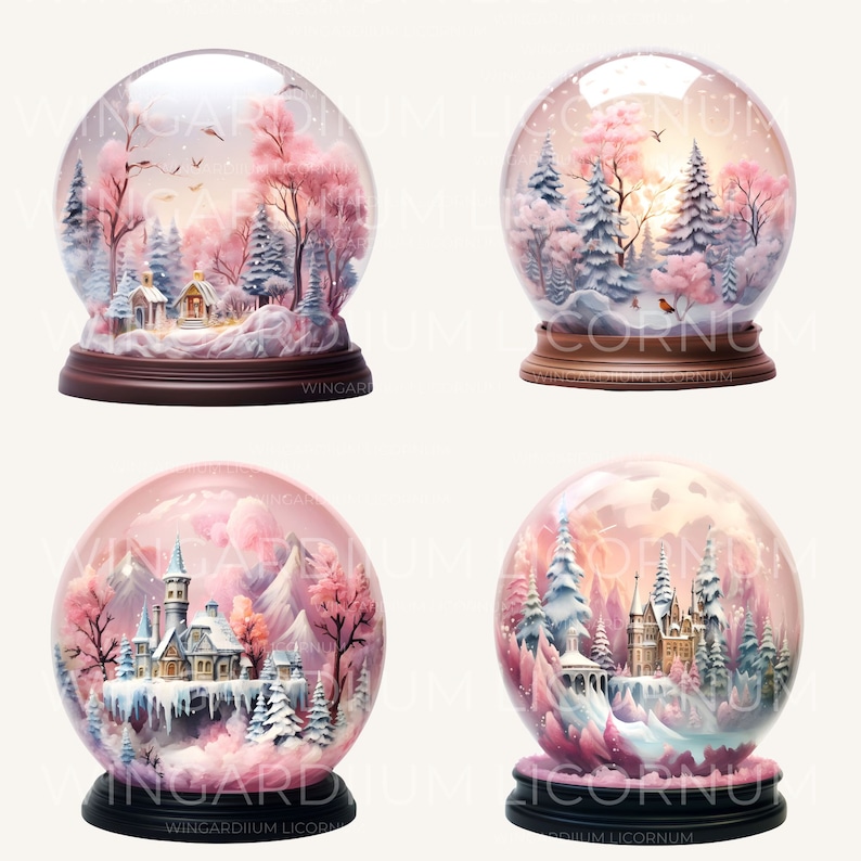 Christmas clipart, snowglobe clipart, 3D snowglobes, christmas snow ...