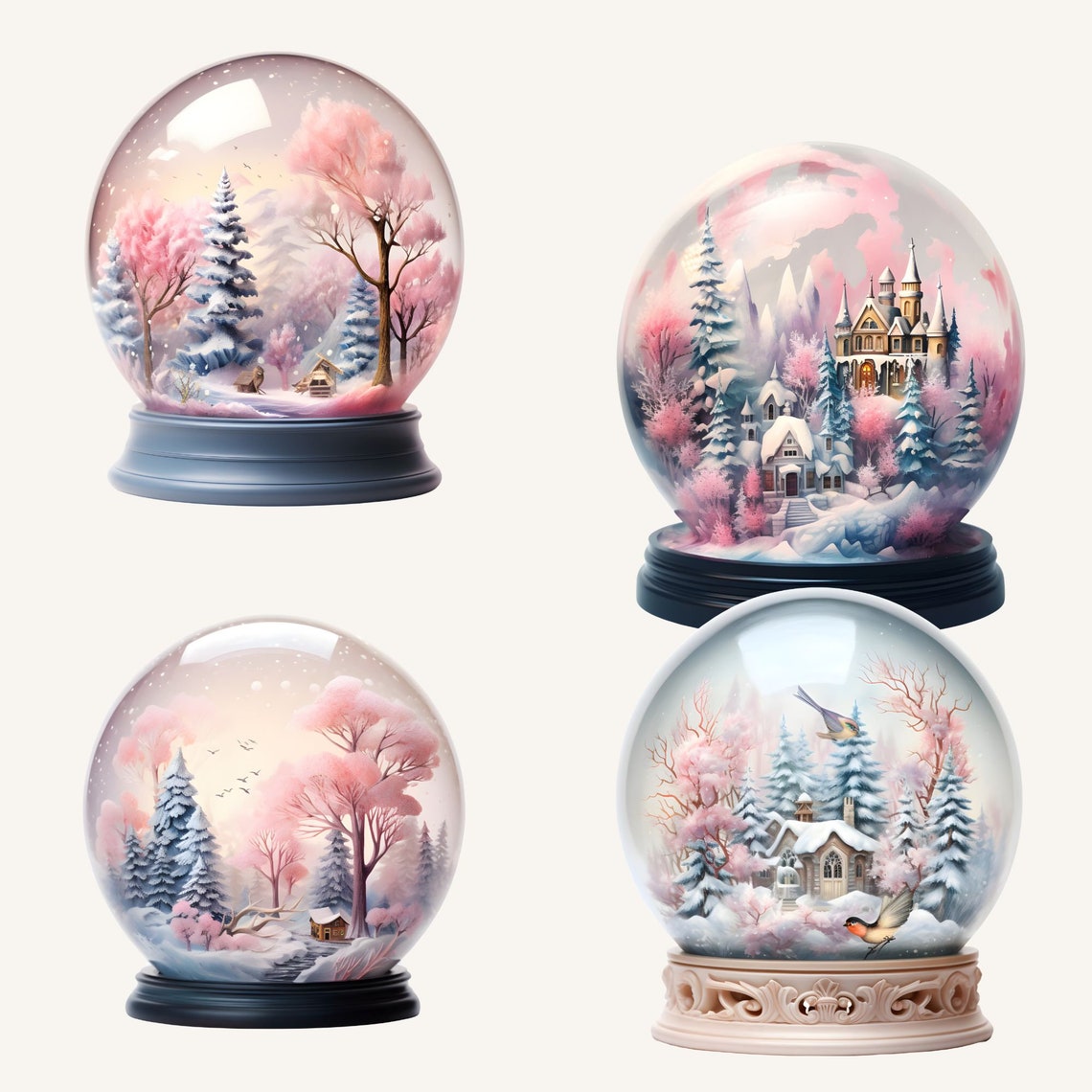 Christmas clipart, snowglobe clipart, 3D snowglobes, christmas snow ...