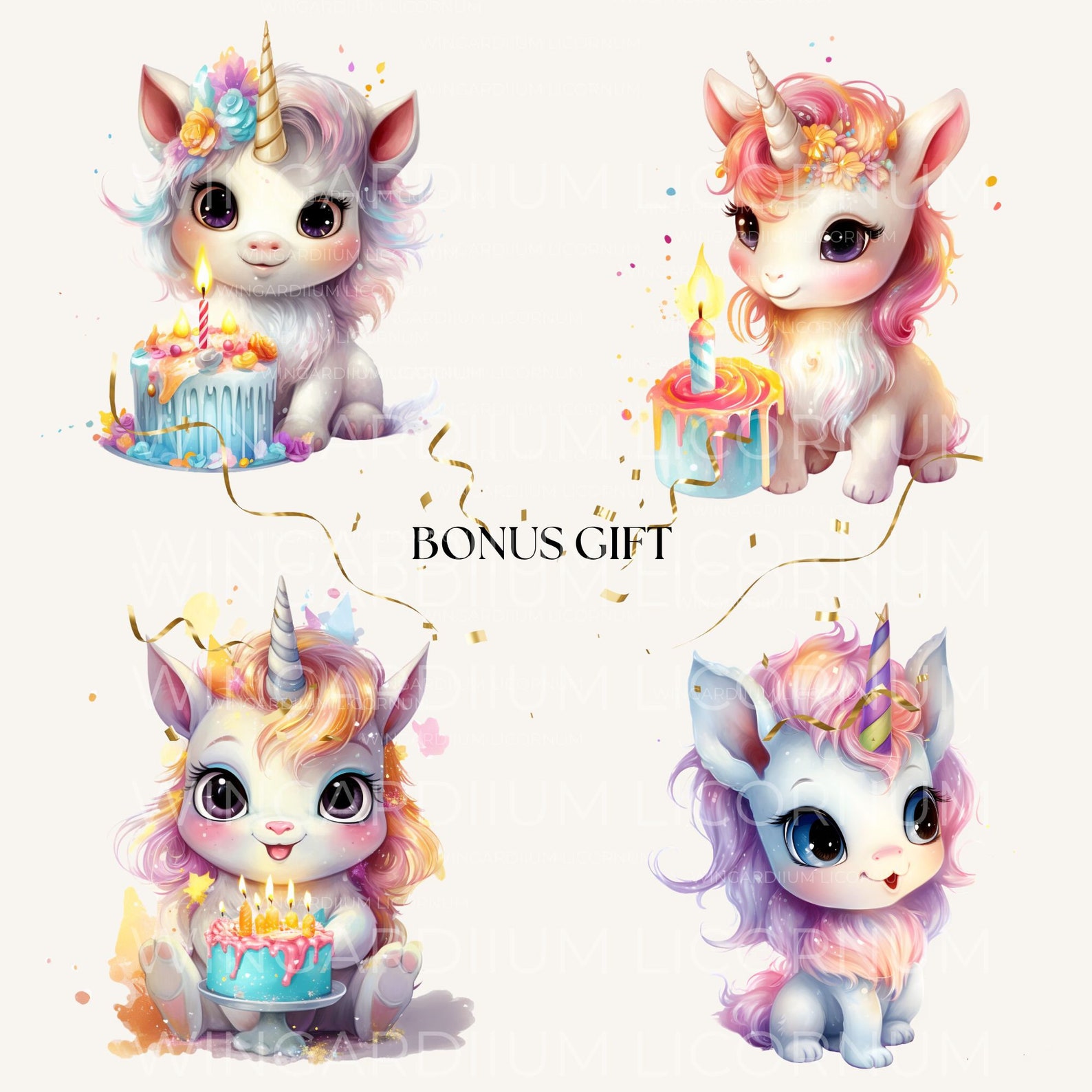 Birthday Clipart, Birthday Cake Png, Clipart Bundle,rainbow Cake ...